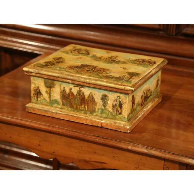 Mid-19th Century Italian Painted Decorative Box With Scenes | Chairish
