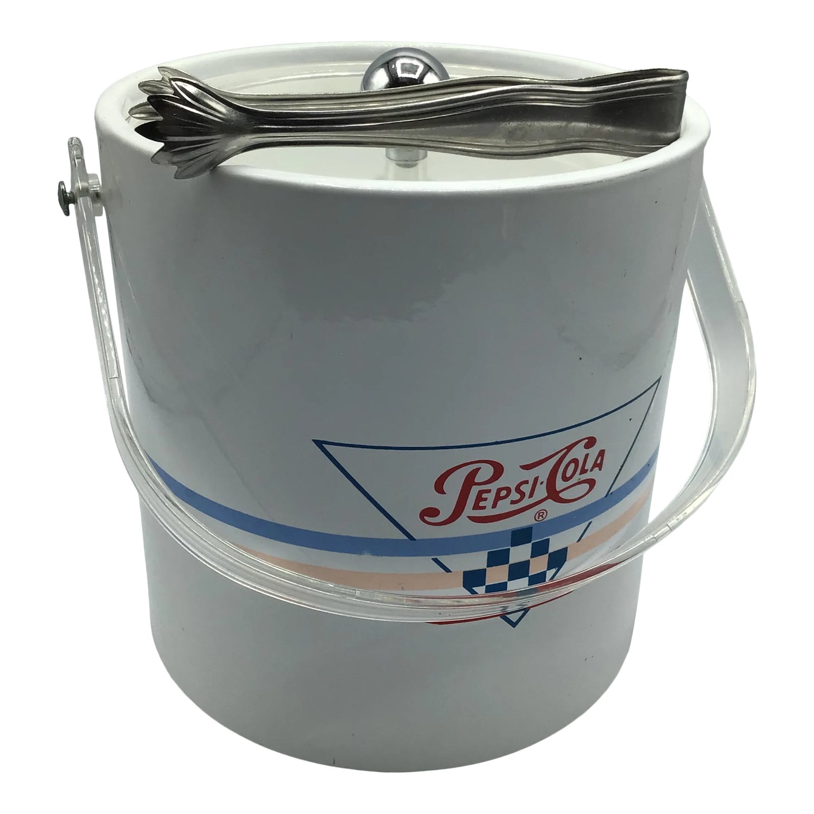 Vintage Pepsi Cola Ice Bucket With Stainless Steel Ice Tongs | Chairish