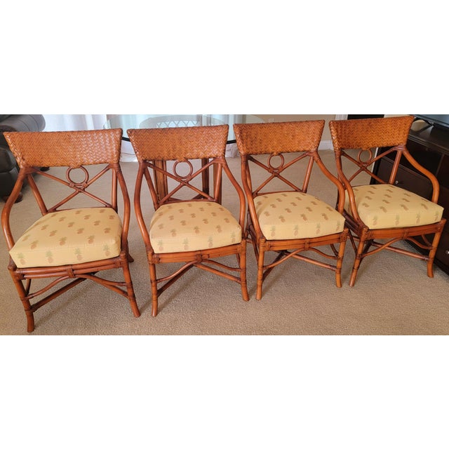 Ficks Reed Bamboo Rattan Five Piece Dining Set of 5 | Chairish