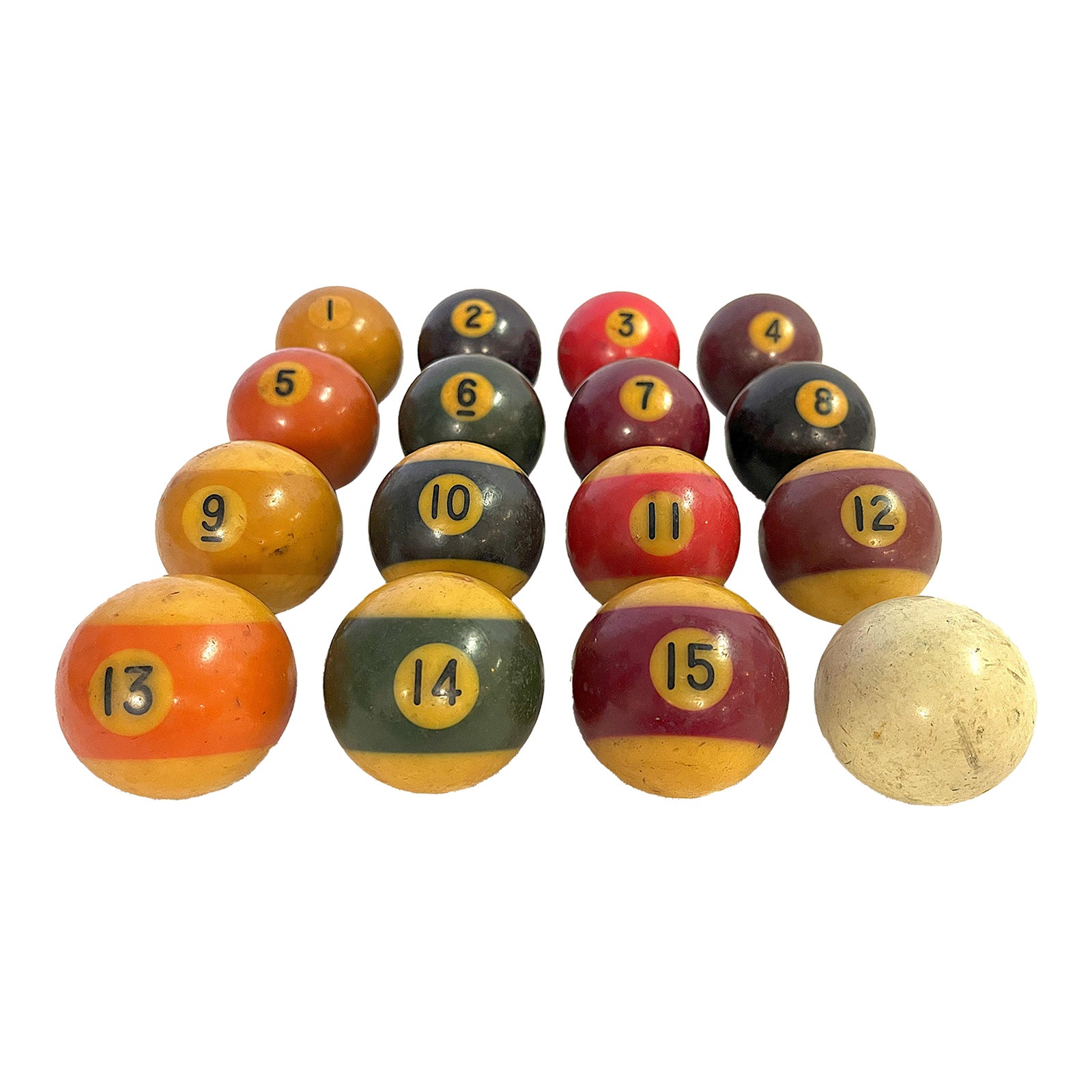 Complete Set of Vintage Bakelite Billiard Balls- Set of 16 | Chairish