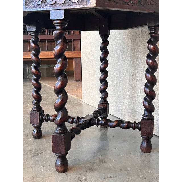 Antique Hexagonal Side or Center Walnut Table With Six Carved Legs ...