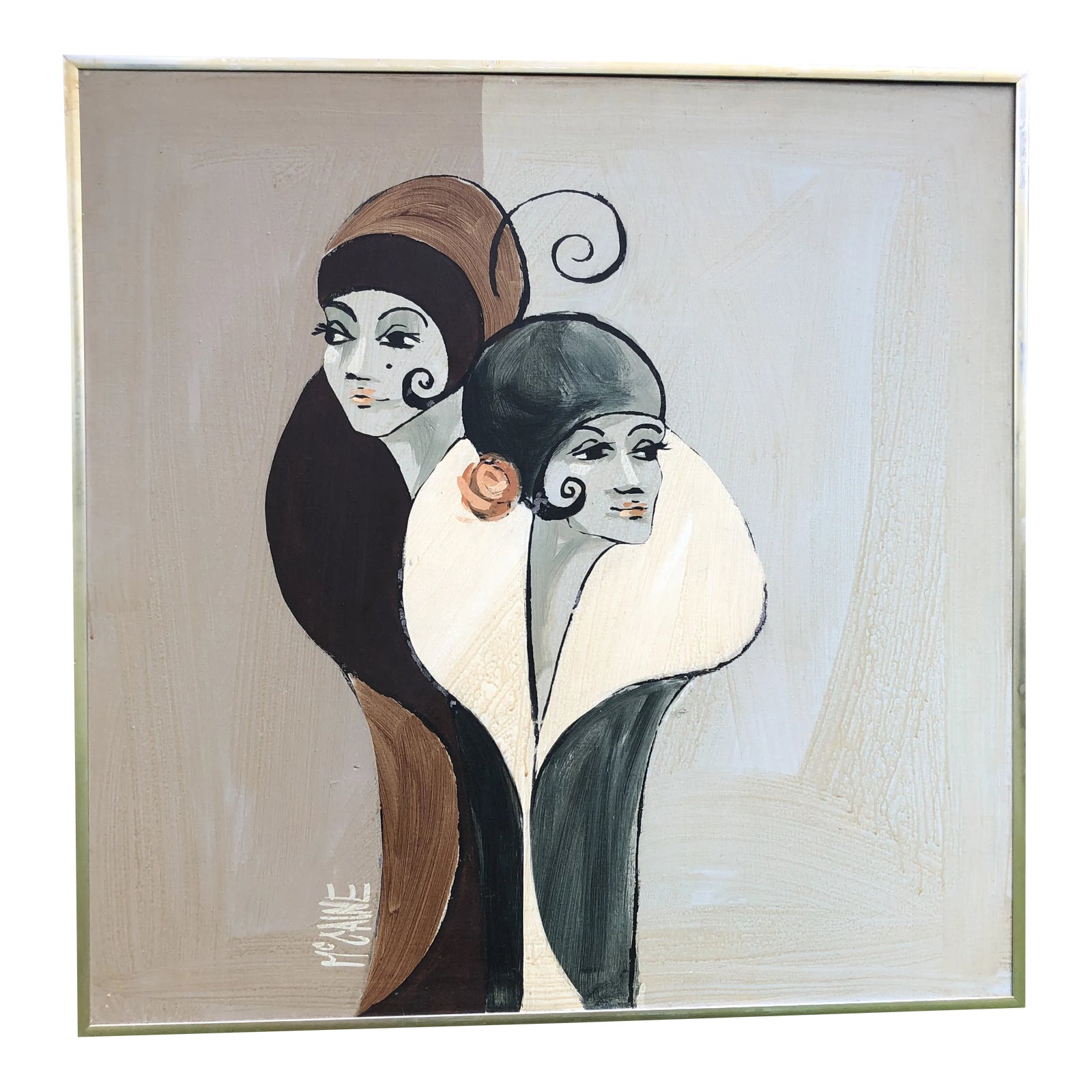 Vintage McClaine Oil Canvas Painting | Chairish
