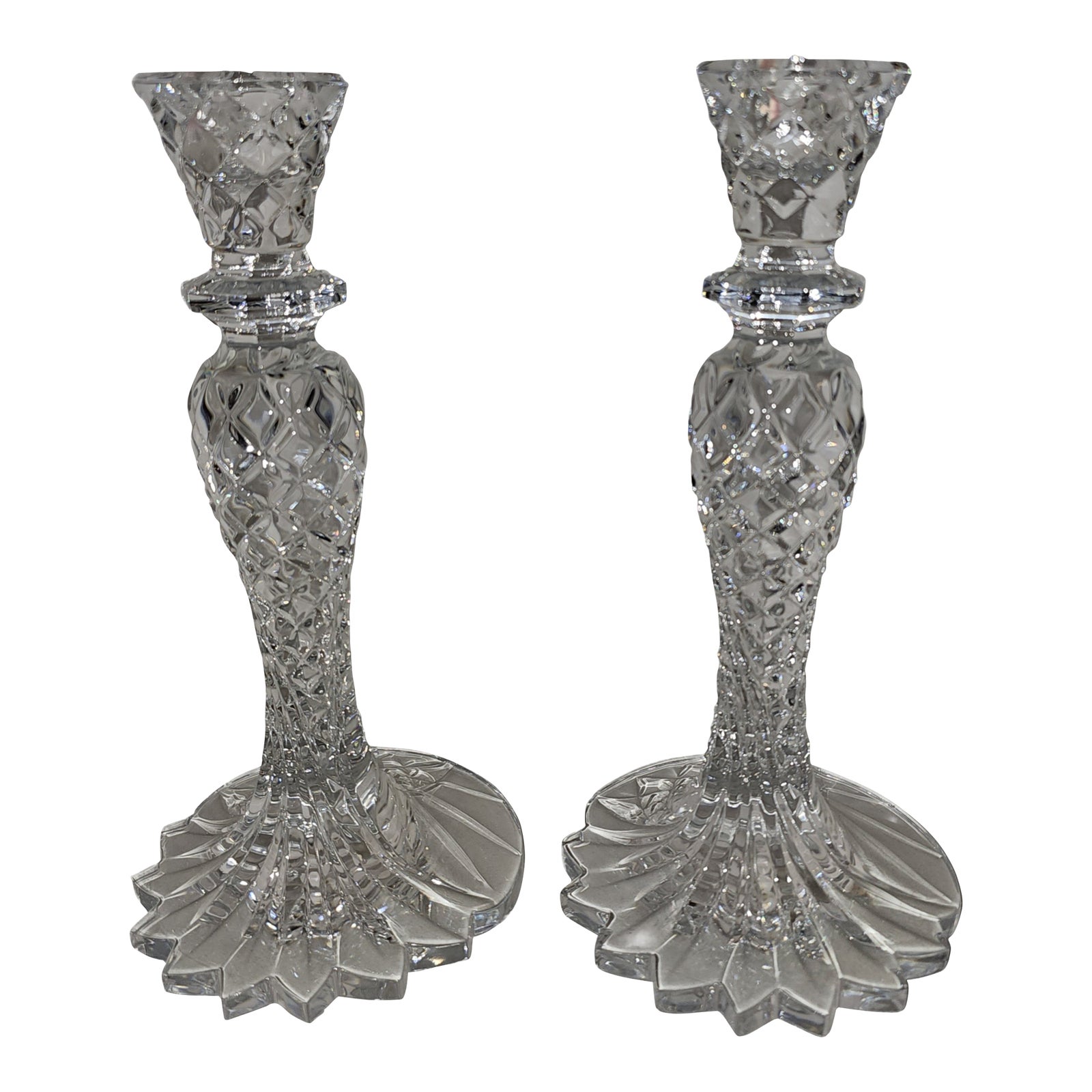 Postmodern Pair of Waterford Crystal Candle Holders | Chairish