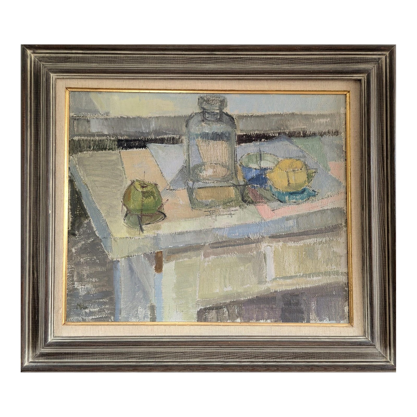Mid-Century Modern "Still Life With Glass Bottle" Vintage Swedish Still ...