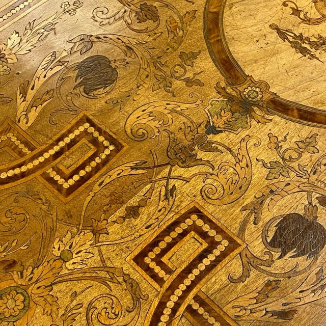 Renaissance Revival Marquetry Inlaid Rectangular Center Table | Chairish