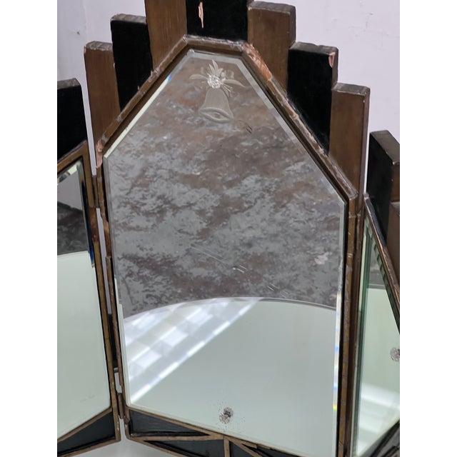 Vintage Tri-Fold Art Deco Table Top Mirror | Chairish