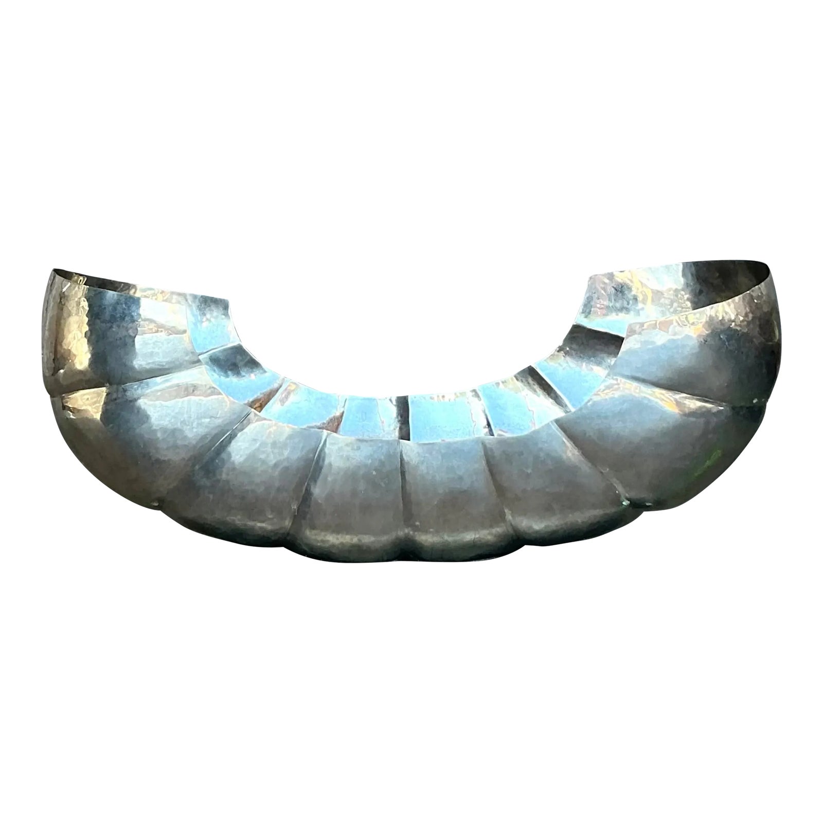 Vintage Boho Hammered Metal Victoria Tray | Chairish