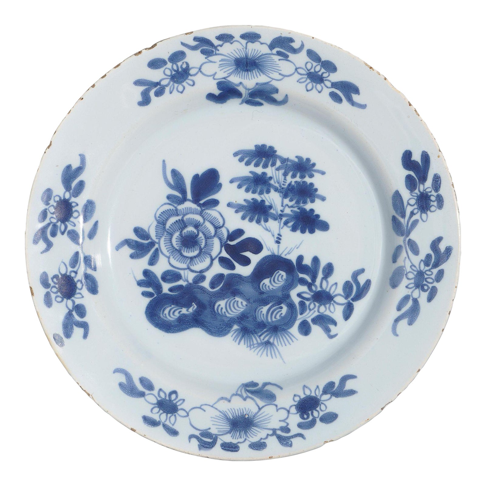 Delft Porcelain Plate, C. 1750's | Chairish