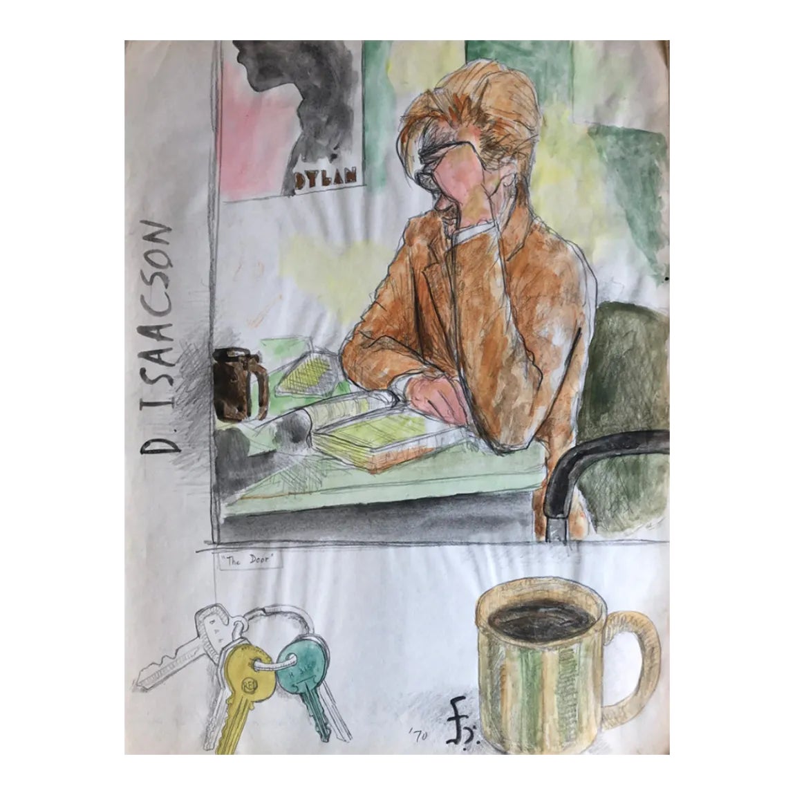 1970 James Bone Office Mate Still Life Watercolor | Chairish