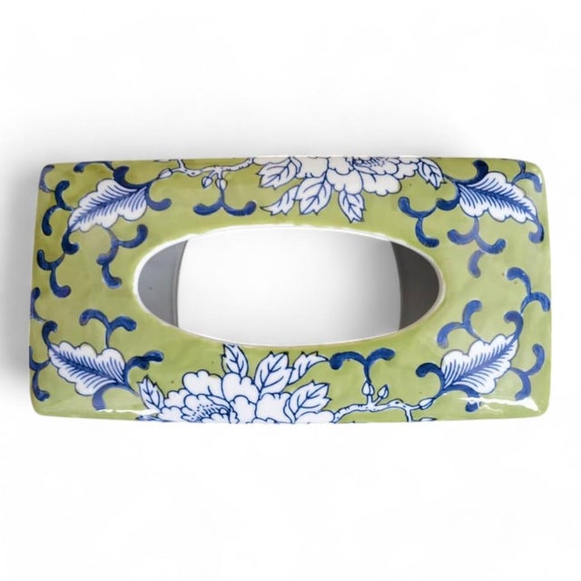 Chinese Hand-Painted Porcelain Ceramic Tissue Box - Floral Green by ...