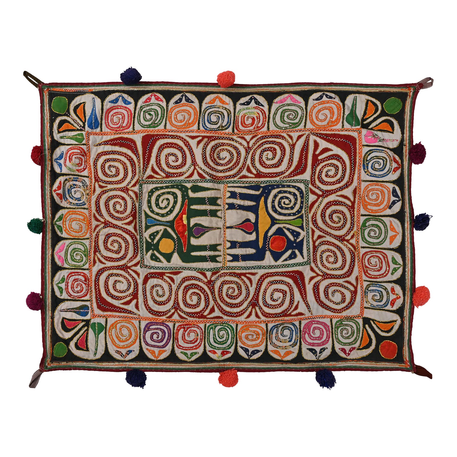 Antique Gujrati Folk Art Applique Textile | Chairish