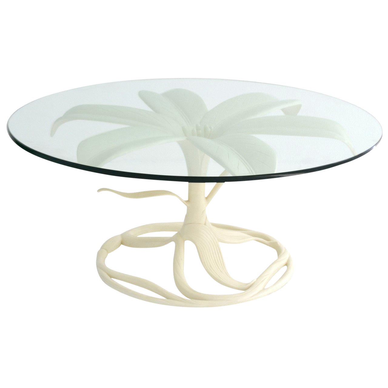 Midcentury White Lacquered, Glass Top Cocktail Table by Arthur Court ...