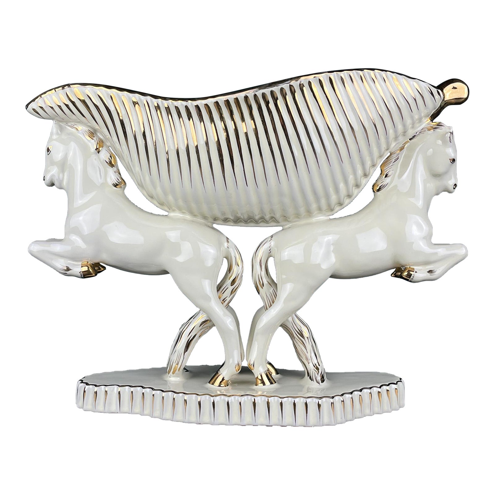 1940s Antique Ceramic Vase Horses by Egisto Fantechi Maioliche Ceramic ...