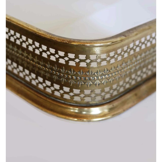 Antique Pierced Brass European Fireplace Fender | Chairish