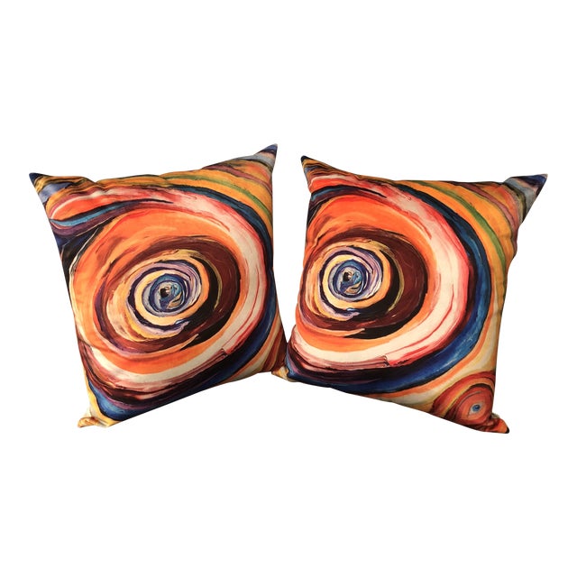 “Bruce Mishell” Modern Hand Made Abstract Art Print Pillows - a Pair ...