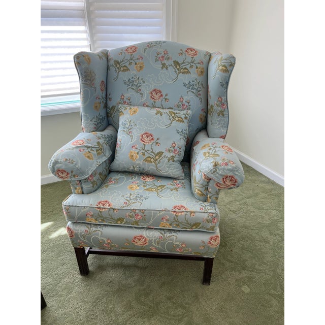 Pair of Chippendale Wingback Chairs | Chairish