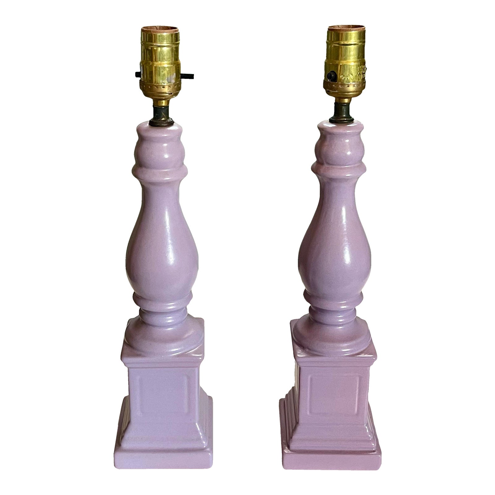Mid 20th Century Lilac Table Lamps- a Pair | Chairish