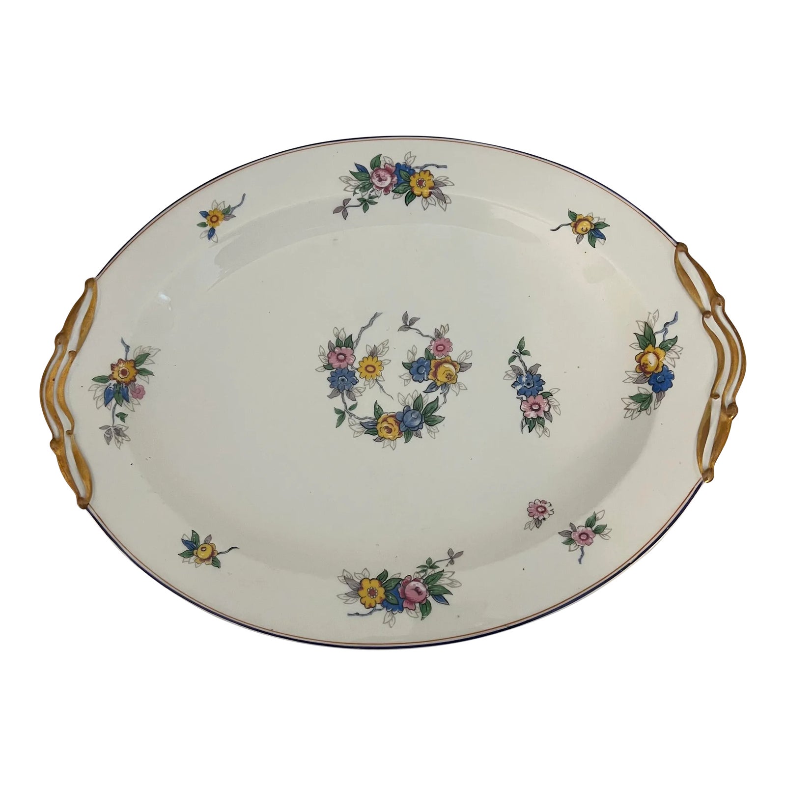 Limoges France B & C Floral Pattern Platter | Chairish