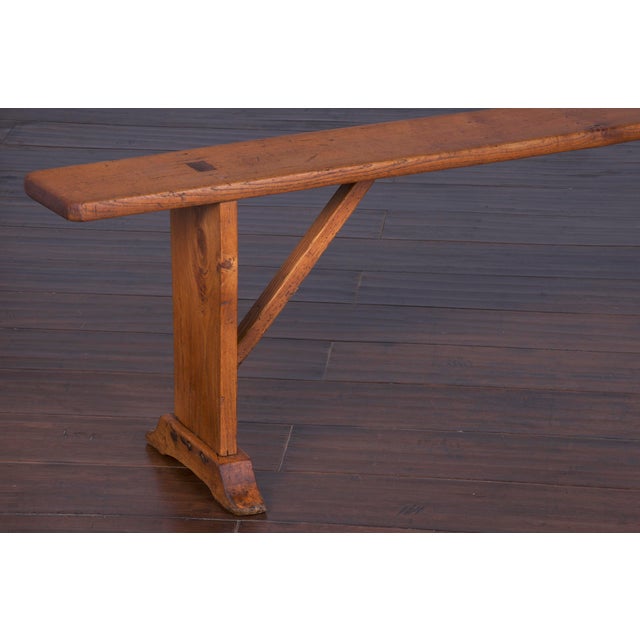 19th Century Country French Farmhouse Mixed Wood Harvest Bench | Chairish