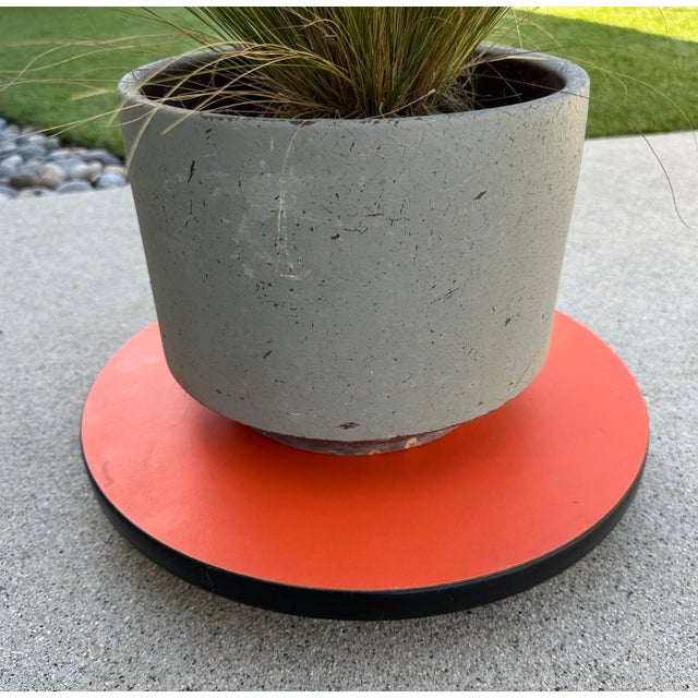 Mid-Century Modern Plant Stand Caddy With Wheels | Chairish