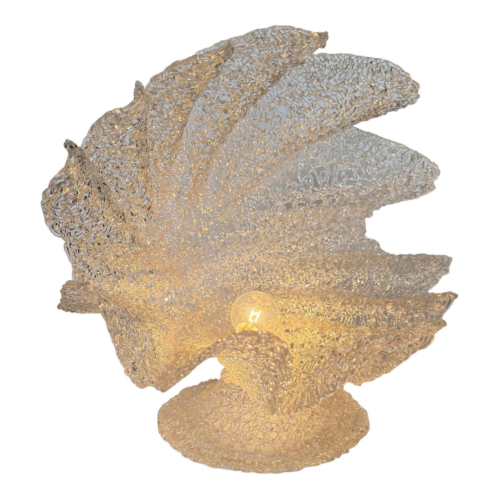 1960s Original Mid Century Clam Shell and Pearl Spaghetti Lamp | Chairish