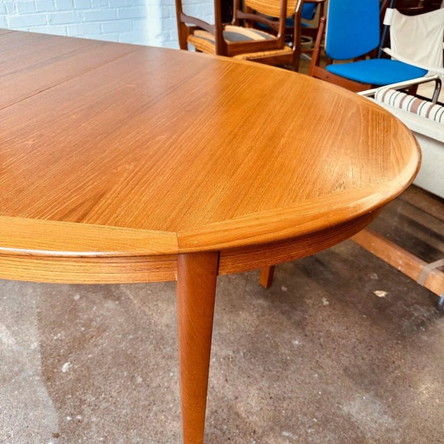 Danish Modern Oval Dining Table With Two Leaves | Chairish