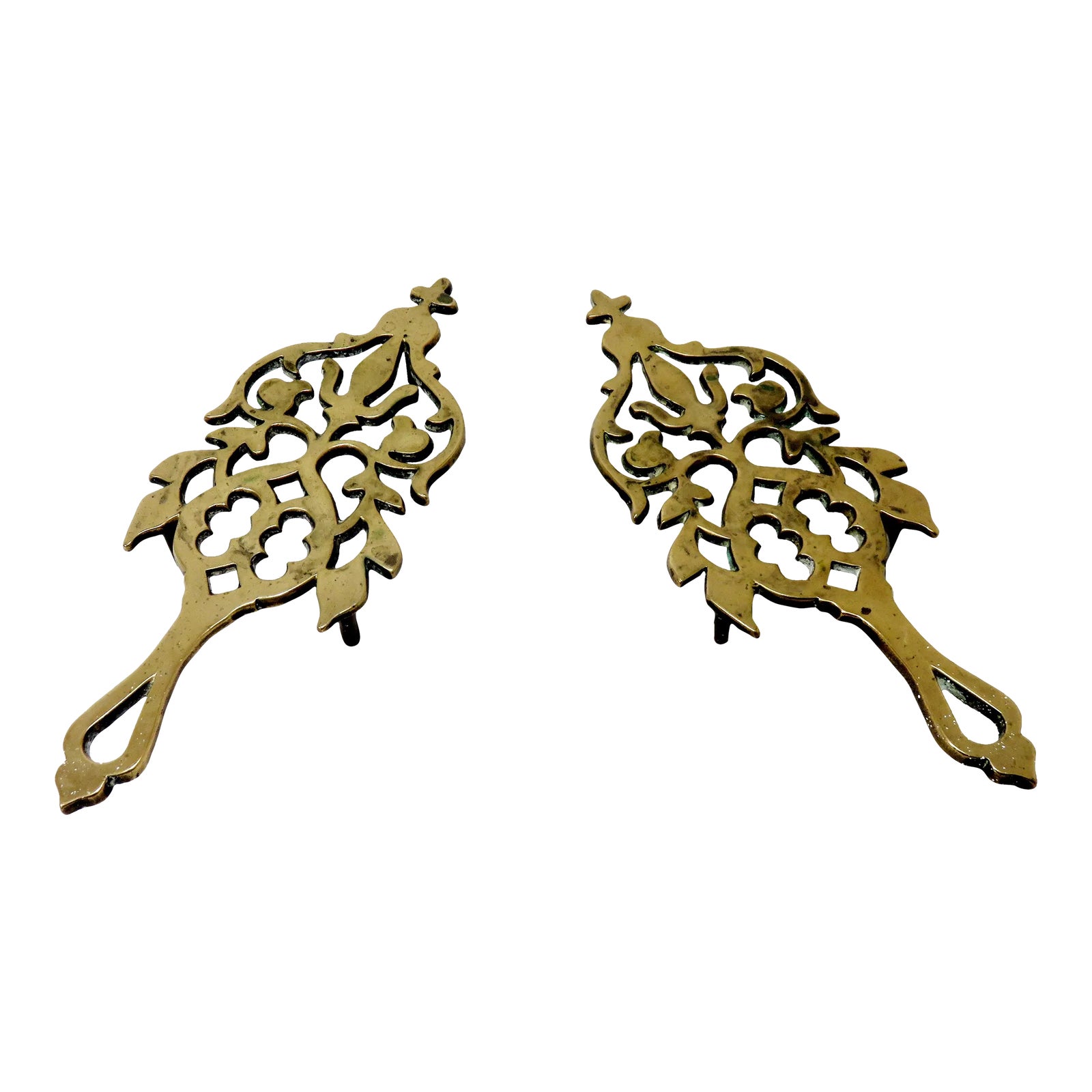 Original Matched Pair of Large Antique Solid Cast Brass Trivets Circa ...