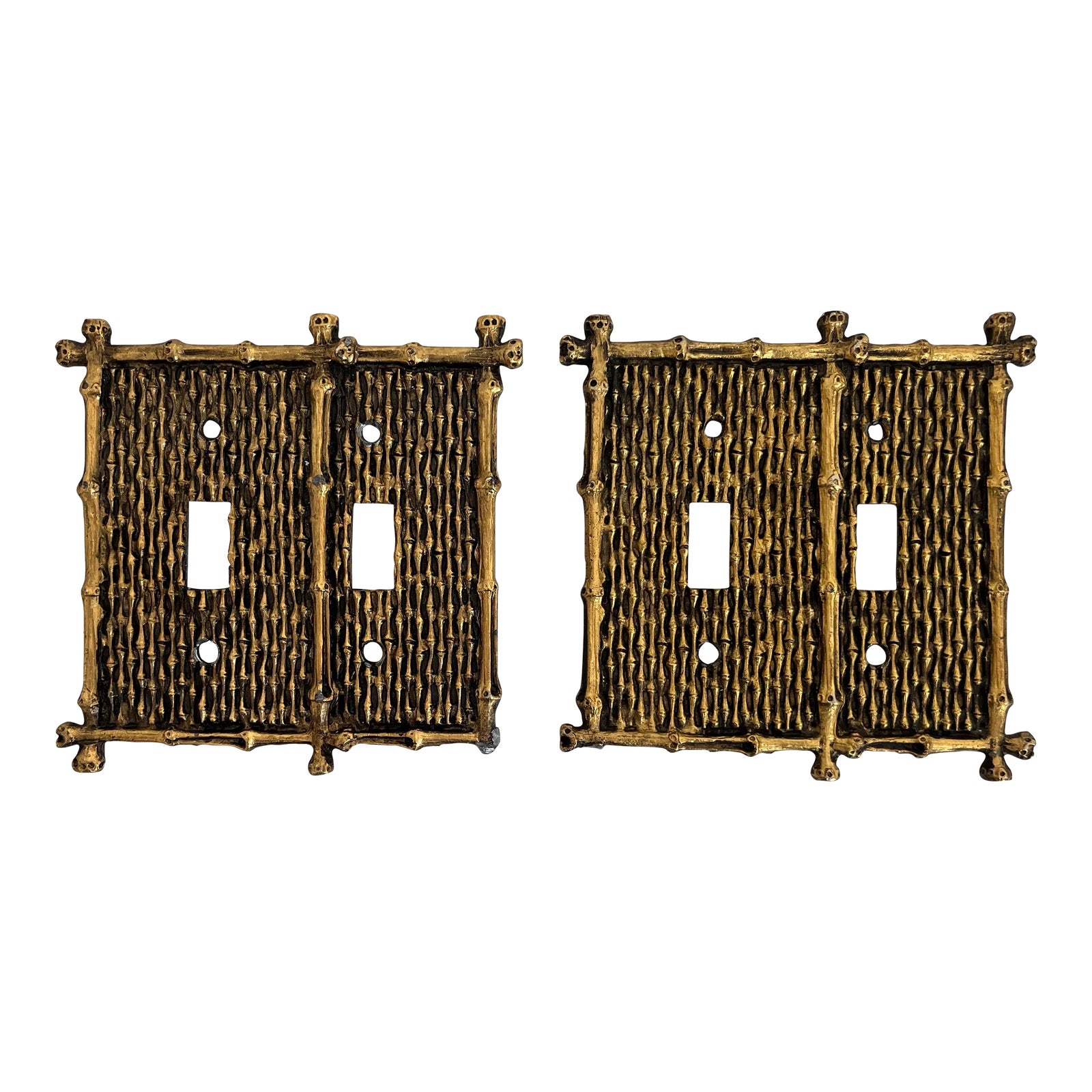 Mid Century Bamboo-Style Switch Plates - a Pair | Chairish