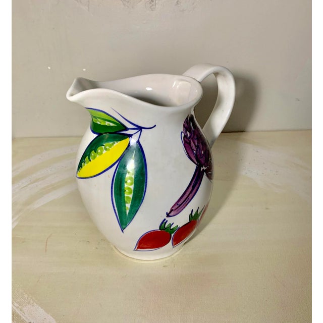 Italian Hand Painted Vegetable Design Ceramic Pitcher | Chairish