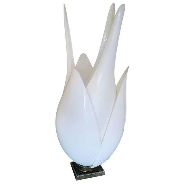 Large 1970s Acrylic and Brass Floriform Tulip Lamp by Rougier | Chairish