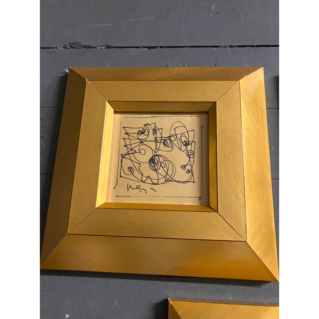 Contemporary 3 Original Wayne Cunningham Small Abstract Ink Drawings ...