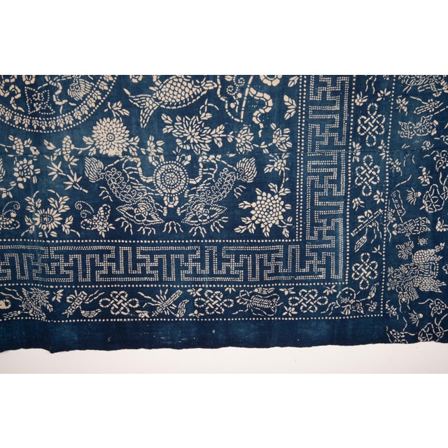 Vintage Chinese Indigo Hand Made Batik Panel | Chairish
