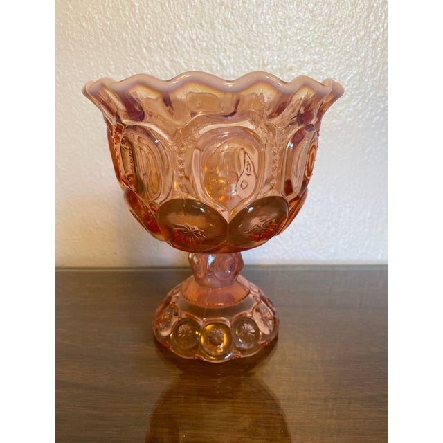 Vintage l.e. Smith Moon and Star Pink Opalescent Compote Pedestal Candy ...