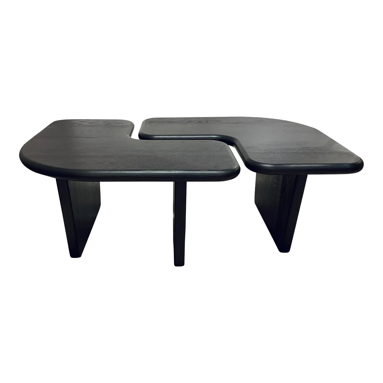 Mod Ebony Finished Wood Bunching Cocktail Table Set of 2 | Chairish