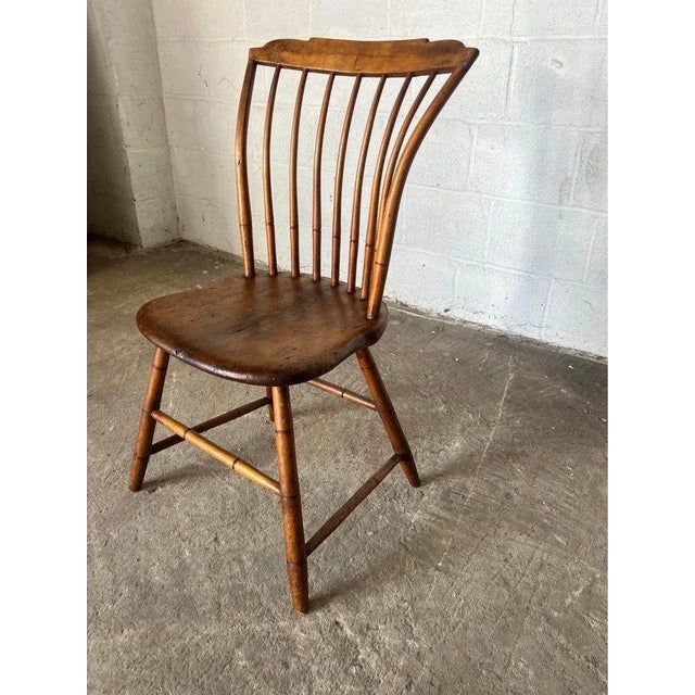 19th Century Pair of Antique Early American Style Yellow Pine Windsor Chairs Chairish