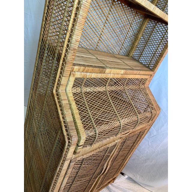 1970s Vintage Natural Wicker Etagere | Chairish