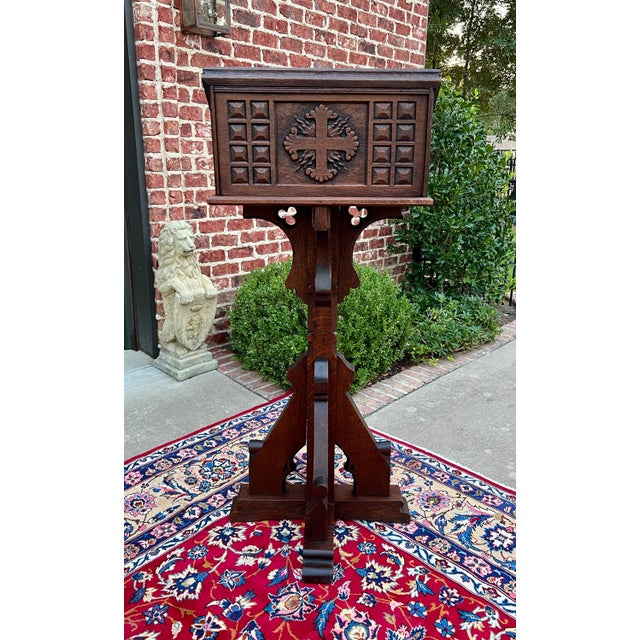 Antique English Oak Gothic Lectern Book Stand Oak 19th C | Chairish