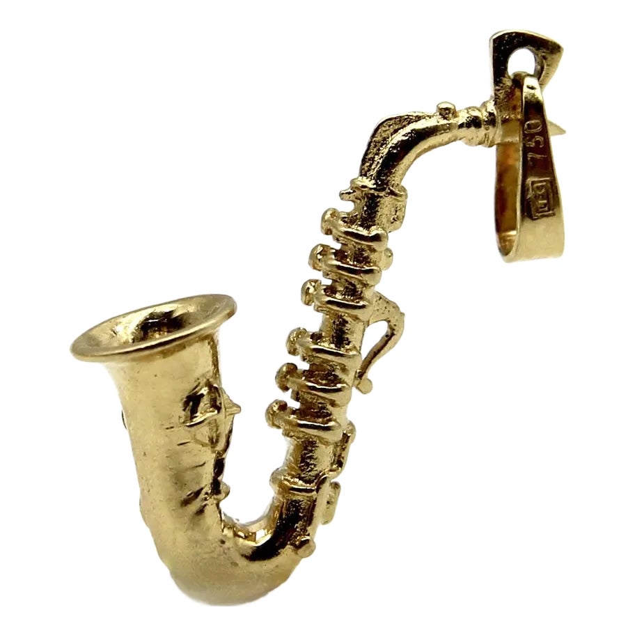 1970s Vintage 18k Gołd Saxophone Charm | Chairish