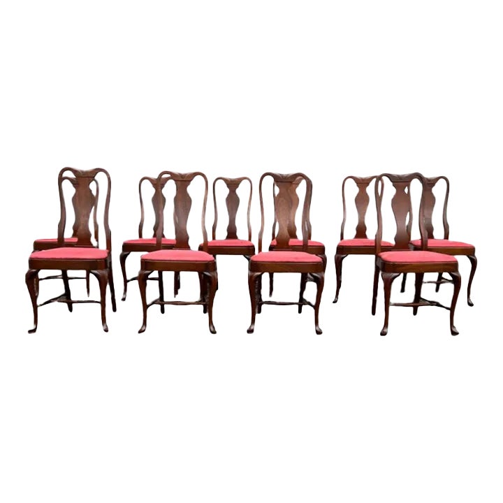 Mid 20th Century Vintage Ten Queen Anne Style Dining Side Chairs by ...