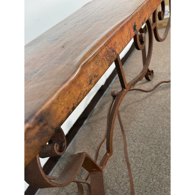Late 20th Century Copper Top Console Table | Chairish