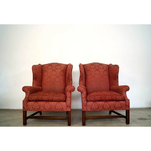 1960’s Federal Style High-Back Wingback Chairs - a Pair | Chairish
