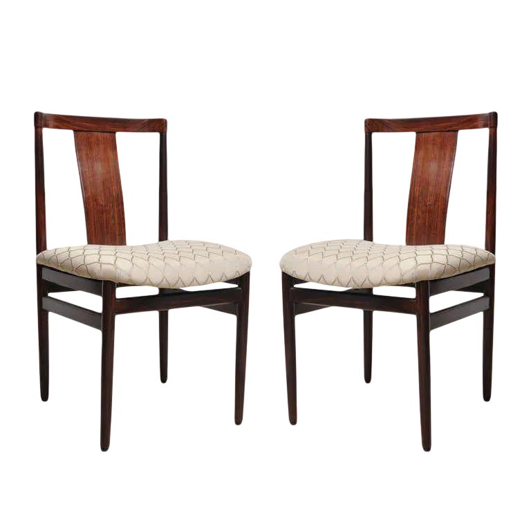 Rosewood Mid-Century Modern Side Chairs With Upholstered Seat - a Pair ...