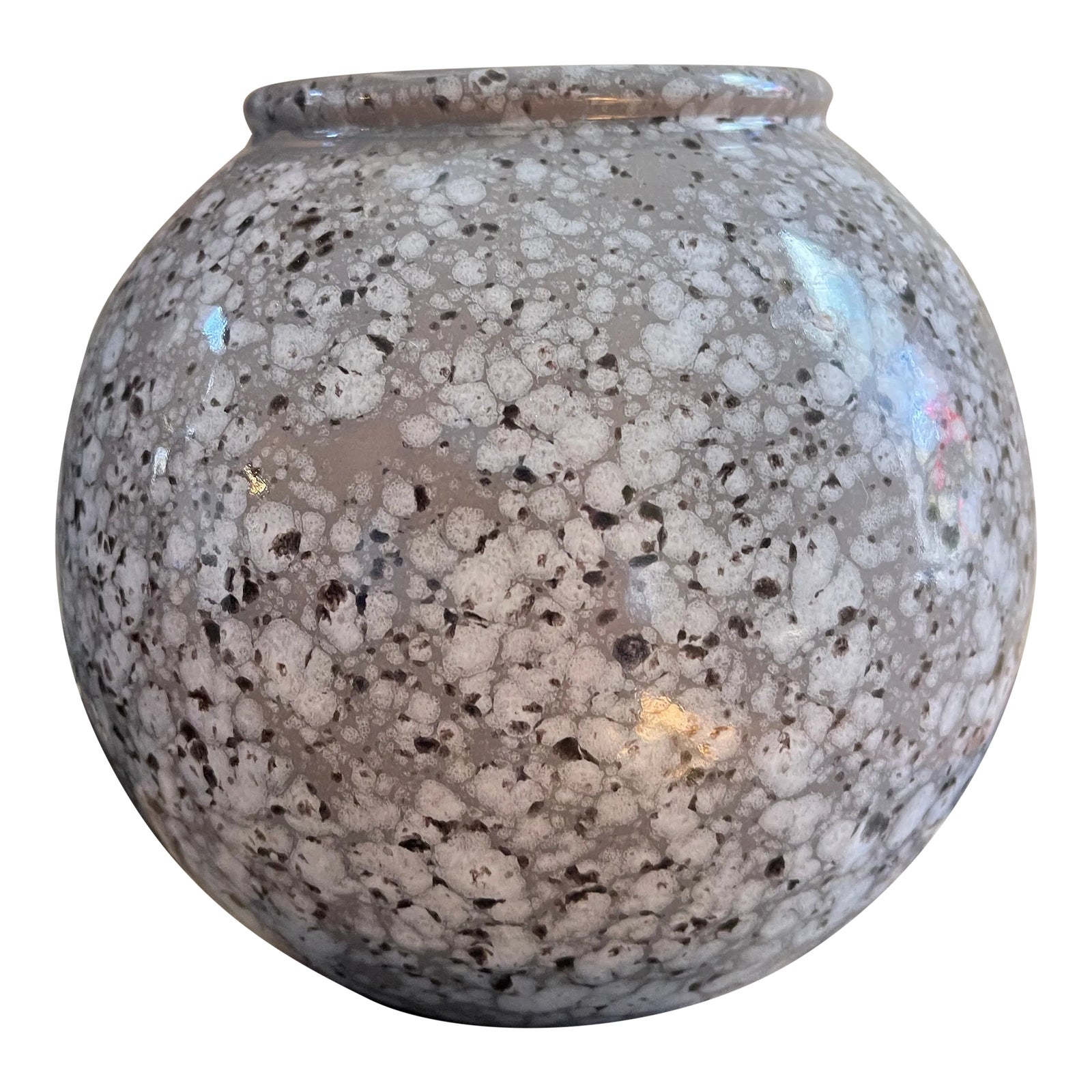 1960s Mid-Century Modern West German Gray Speckled Pottery Vase | Chairish
