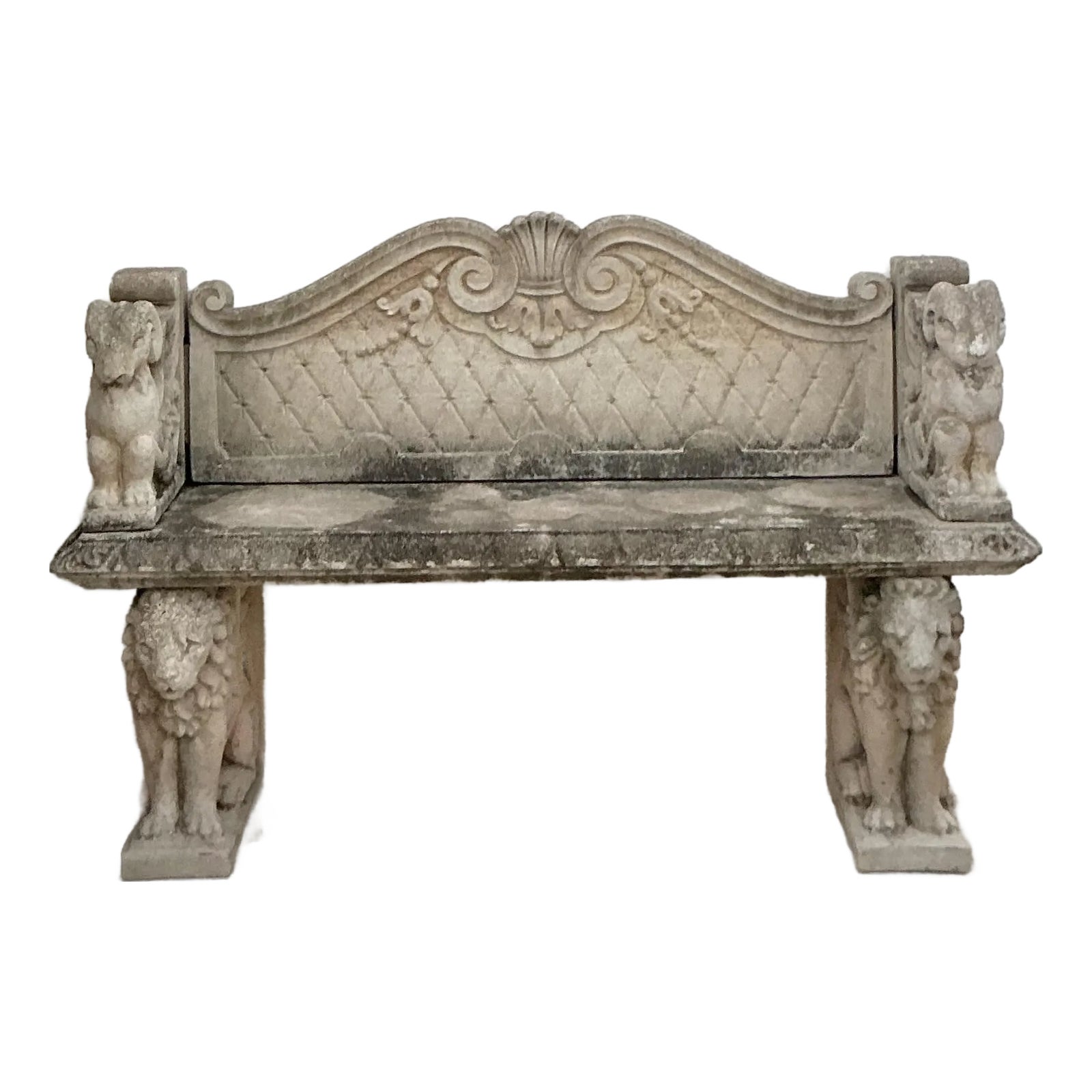 Vintage Boho Cast Stone Bench | Chairish