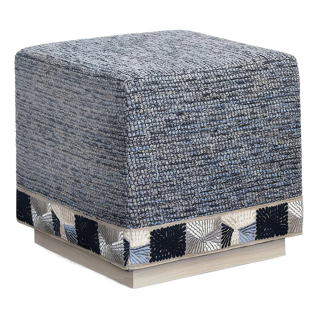 Ocean Blue Cube Ottoman | Chairish