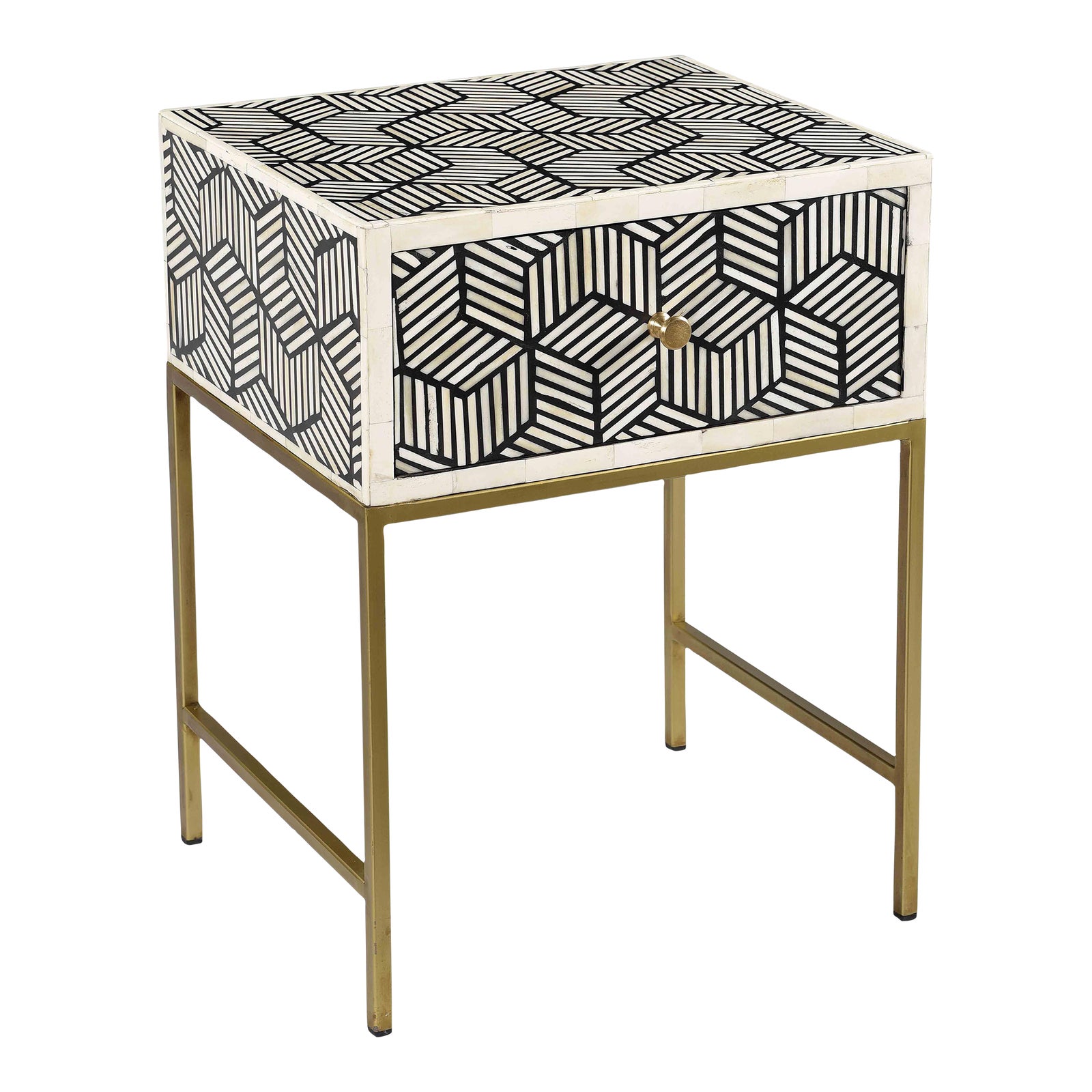 Faux Bone Inlay Side Table | Chairish