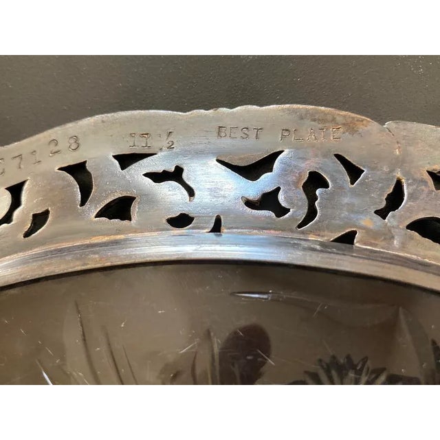 Early 20th Century Etched Art Glass Large Platter Serving Tray With ...