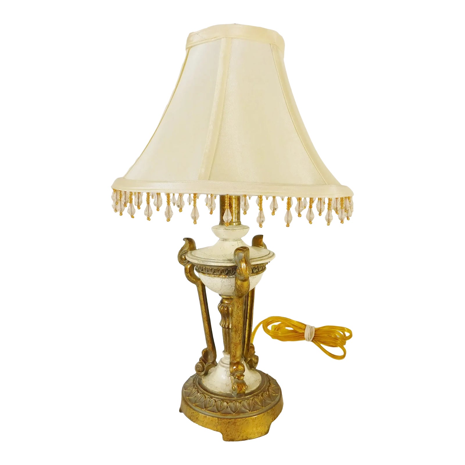 Small Vintage Dale Lighting Fancy Gold & Ivory Crackle Ornamental Urn ...
