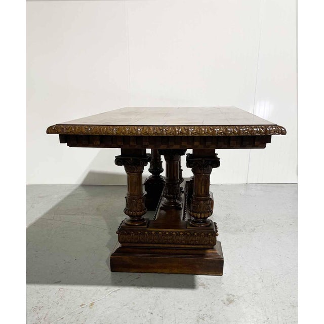 Antique Italian Renaissance Style Walnut Hand Carved 6 Column Library ...