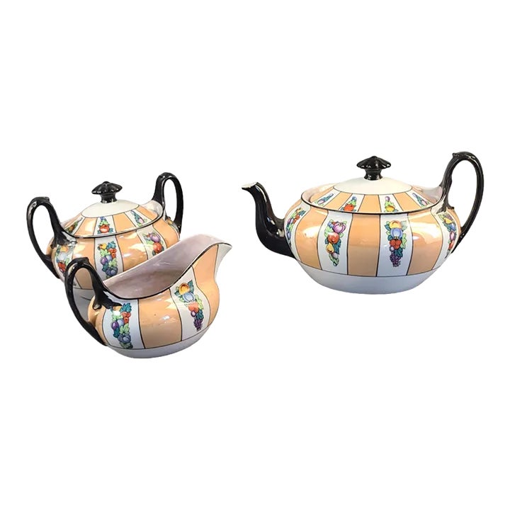 Vintage Czech 3-Piece Hand Painted Phoenix China Lusterware Tea Set ...